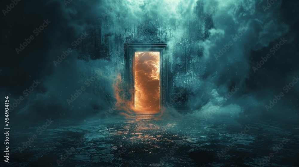 Exploring the enigmatic portal in the dimly lit chamber unveils a ...