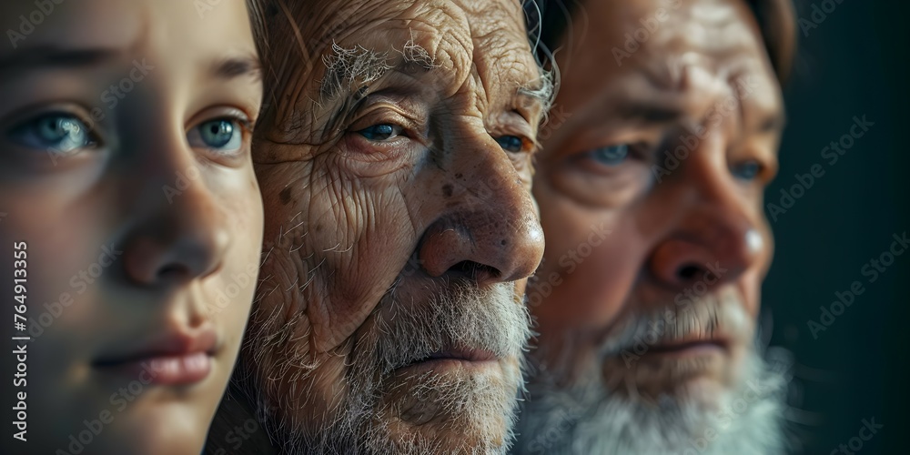 Comparing generations through visible aging signs like wrinkles and ...