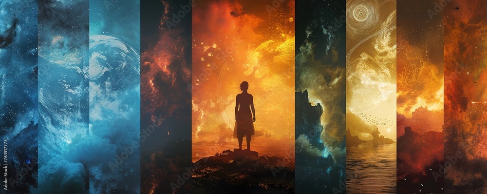 Craft a visually captivating side view collage highlighting the blend ...