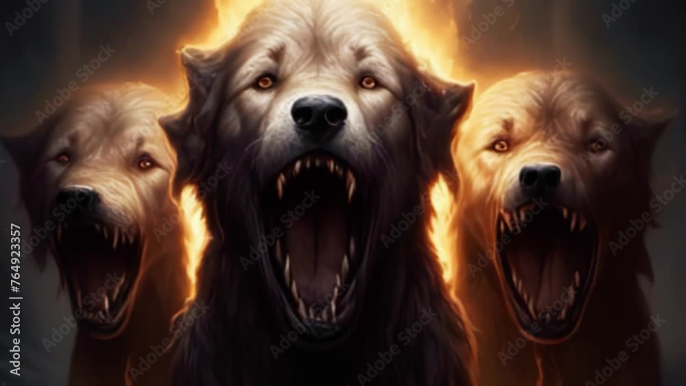Vidéo Stock Cerberus, the three-headed hellhound, the myths of ancient ...