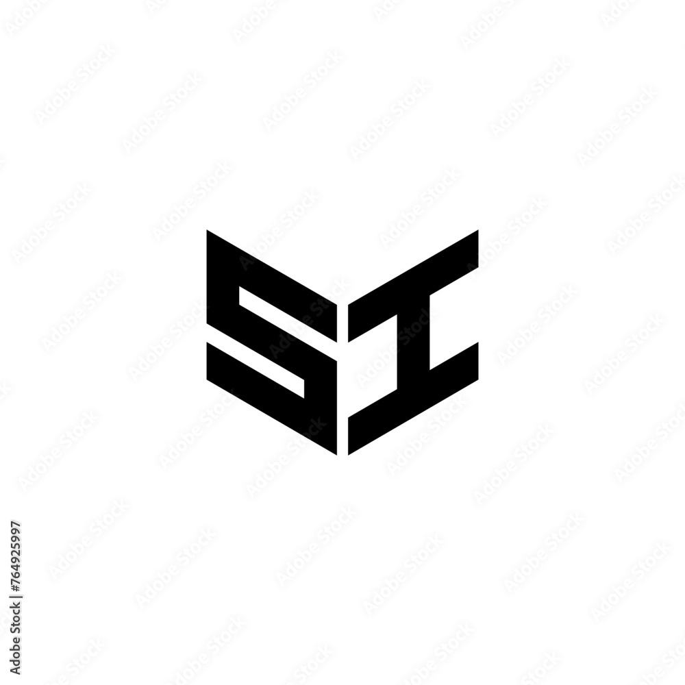 SI letter logo design with white background in illustrator, cube logo ...