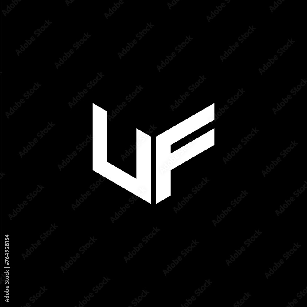UF letter logo design with black background in illustrator, cube logo ...