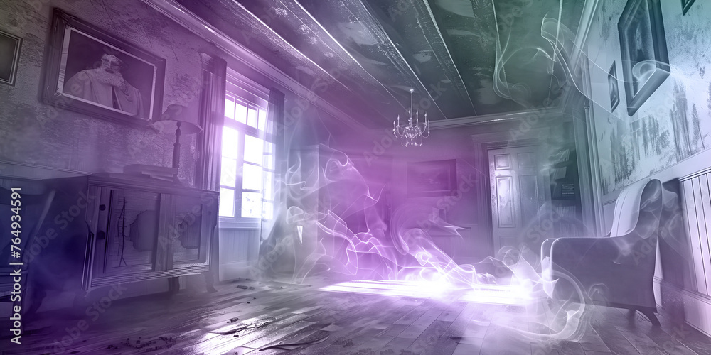 Haunted House ethereal plasma entity - interior of an old house with ...