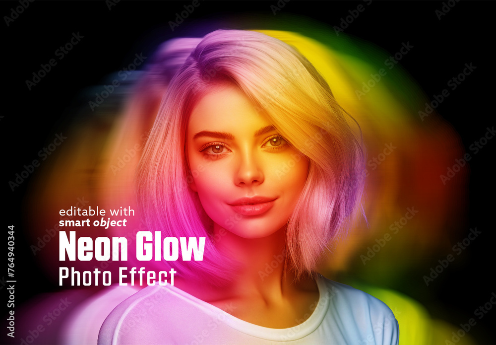 Neon Glow Photo Effect Stock Template | Adobe Stock