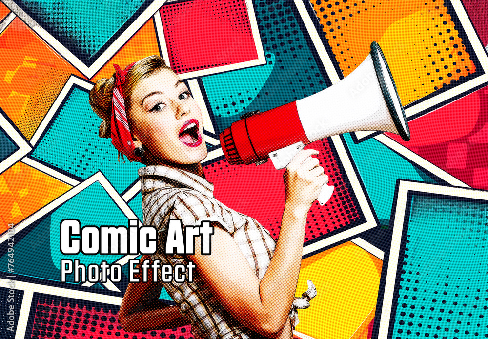 Comic Art Photo Effect Stock Template | Adobe Stock