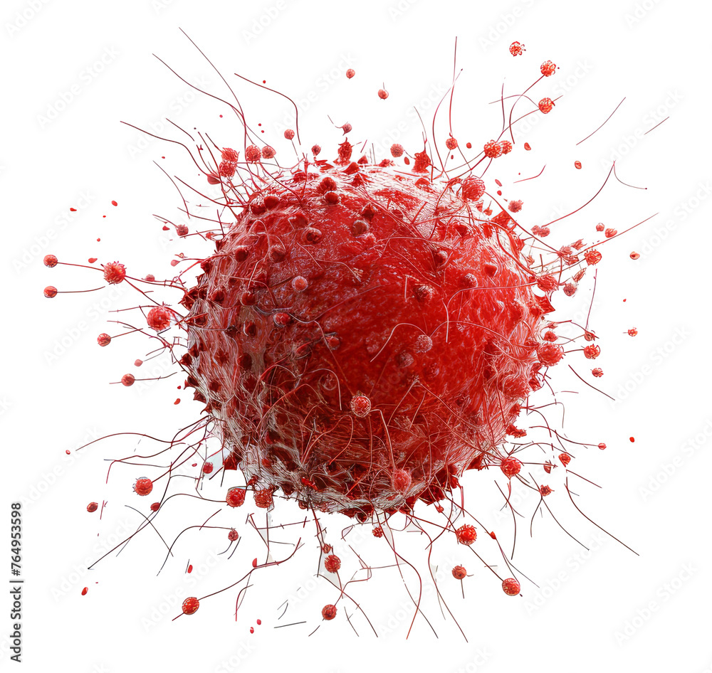 Red Virus with Spike Proteins Isolated on Transparent Background ...