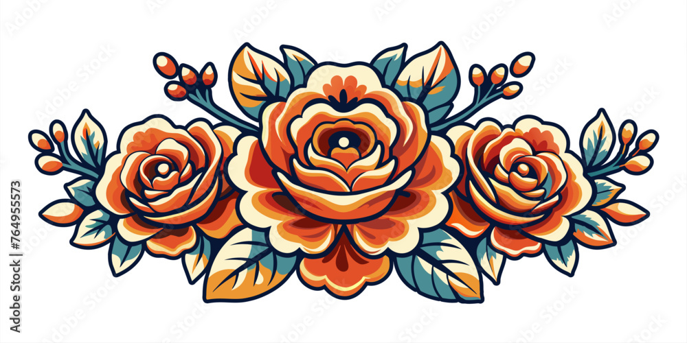 Mexico mexican roses for festival Cinco de mayo. Retro old school roses ...