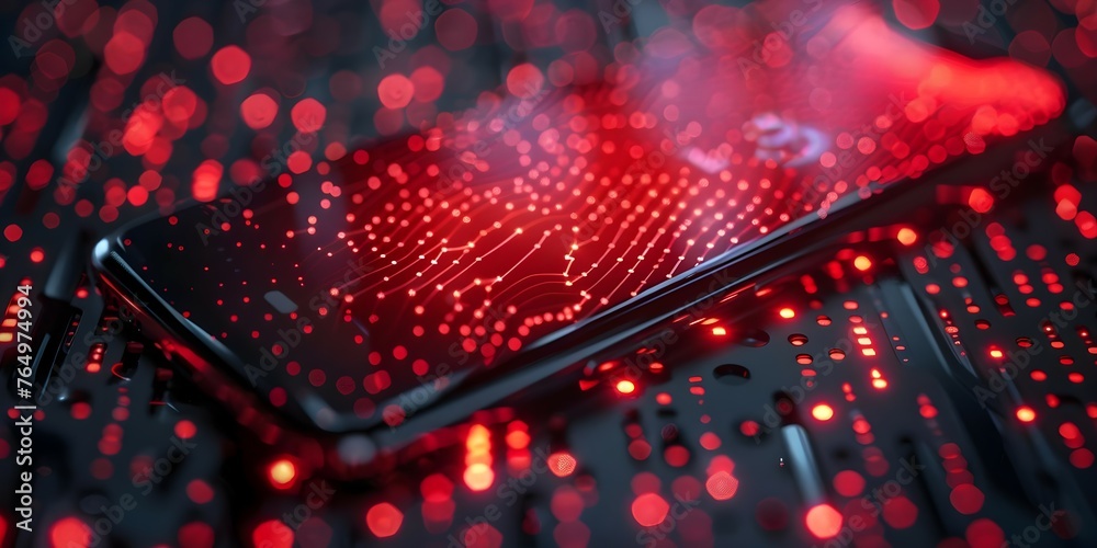 Cyber security infographic phone screen under hacking attack ...