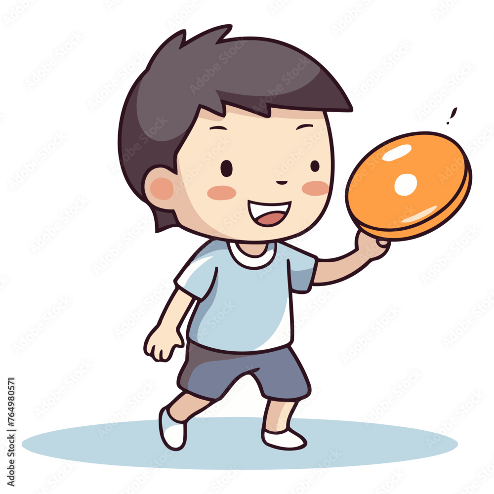 Boy playing ping pong vector illustration. Cartoon boy playing ping ...