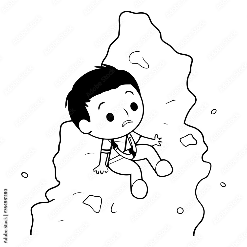 Climbing boy cartoon vector illustration. Cartoon man climbing a rock ...