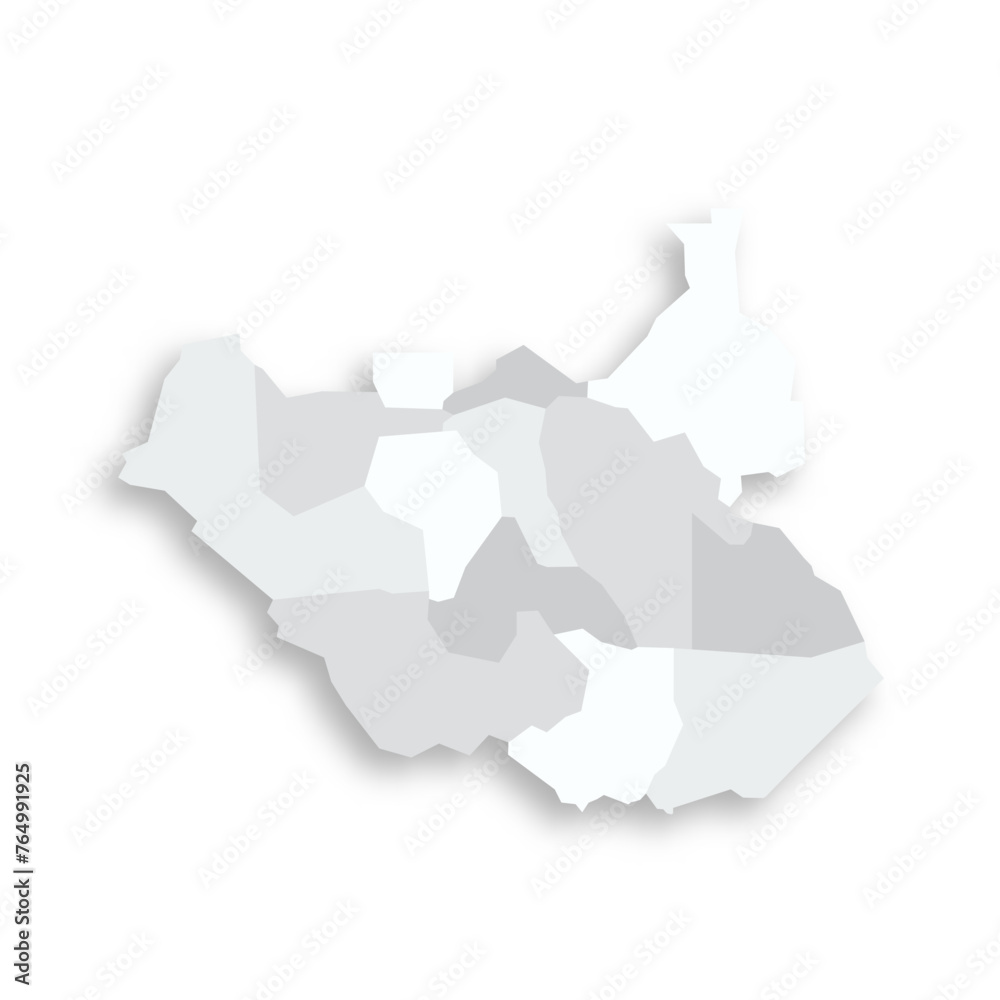 South Sudan political map of administrative divisions - states ...