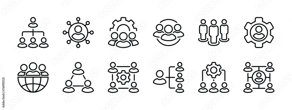 Management business organization thin line icons. Containing human ...