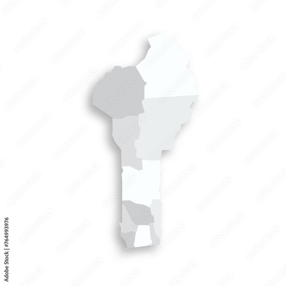 Benin political map of administrative divisions - departments. Grey ...