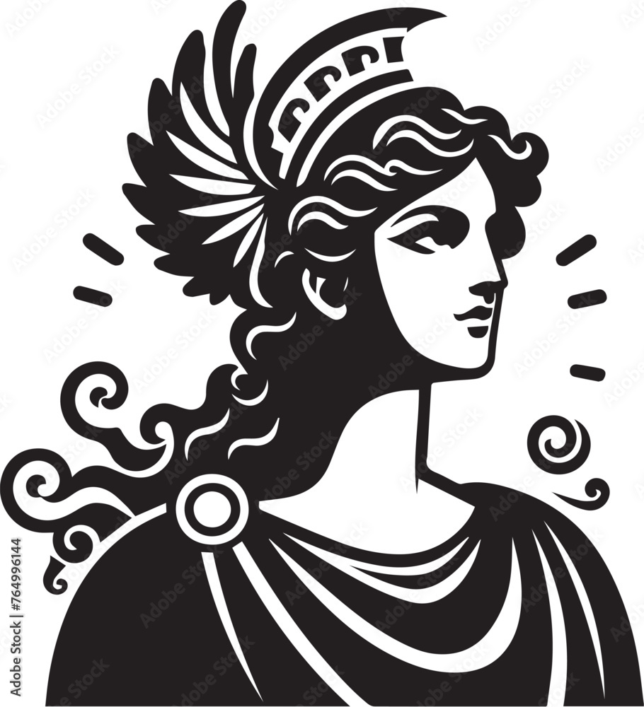 Goddess Hera illustration. Goddess Juno illustration. Simple Hera black ...