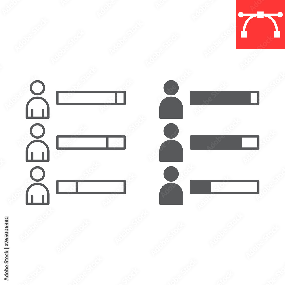 Election result line and glyph icon, election and politician, voting ...