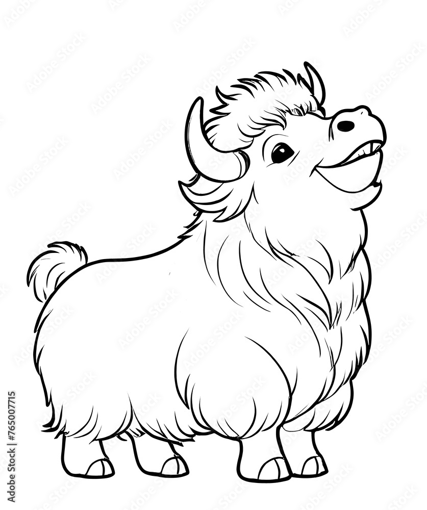 Yak illustration colouring page for kids vector black outline Stock ...