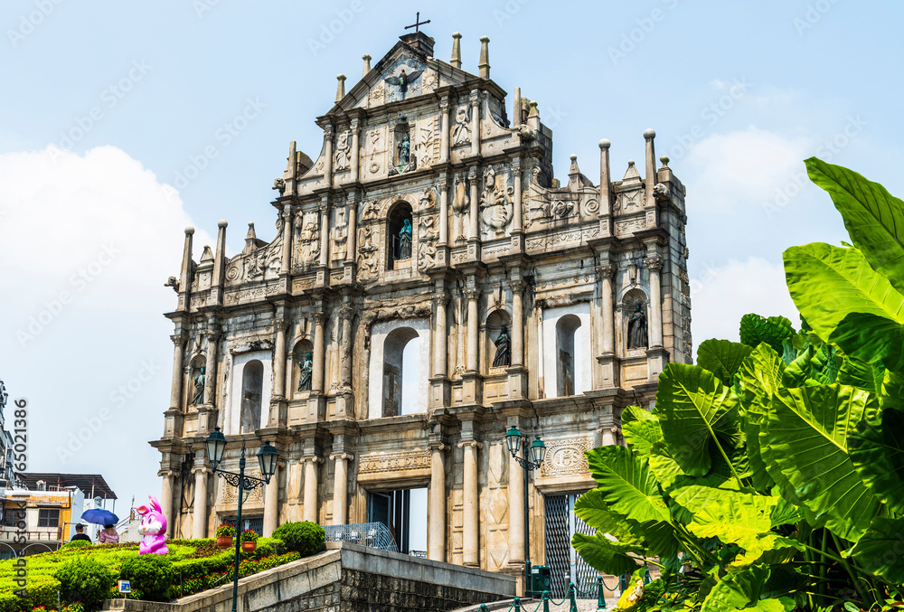 Macau- September 20, 2019: The ruins of St. Paul's are a famous place ...