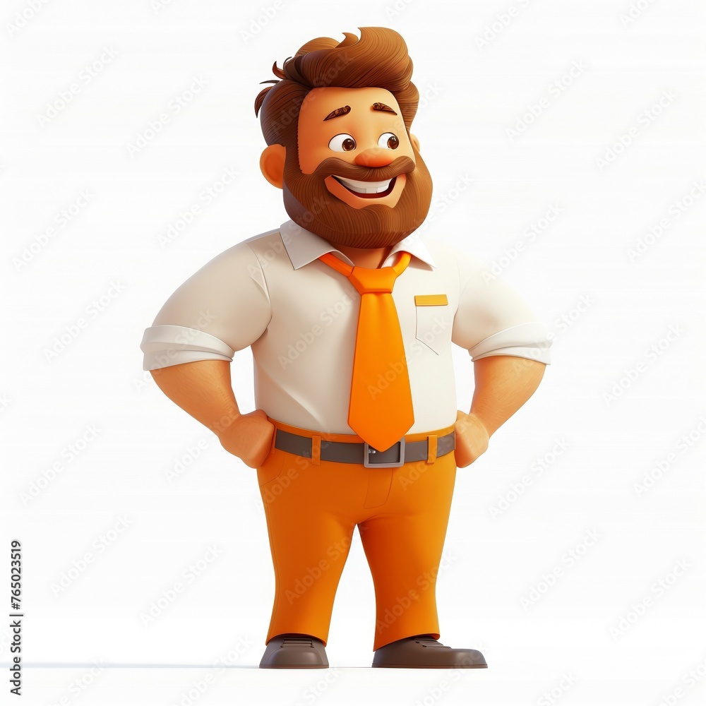 Cartoon CEO character model for entrepreneurial animation on white ...