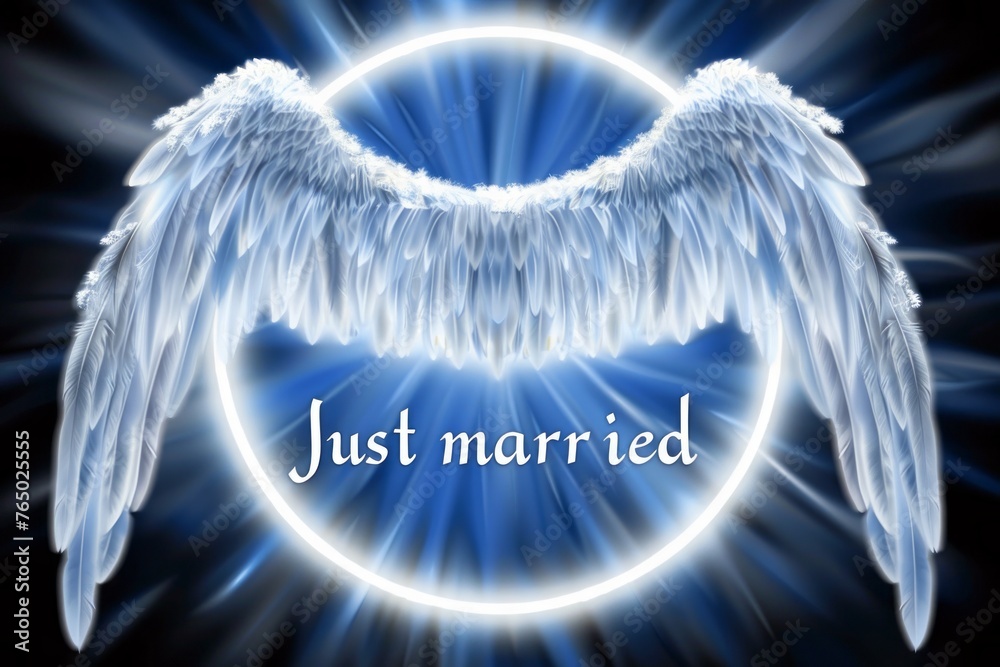 Majestic white angel wings emanate a heavenly glow around the Just ...
