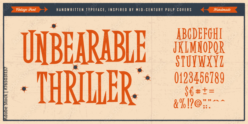 Handwritten Original Typeface Inspired by Vintage Pulp Books, Magazine ...