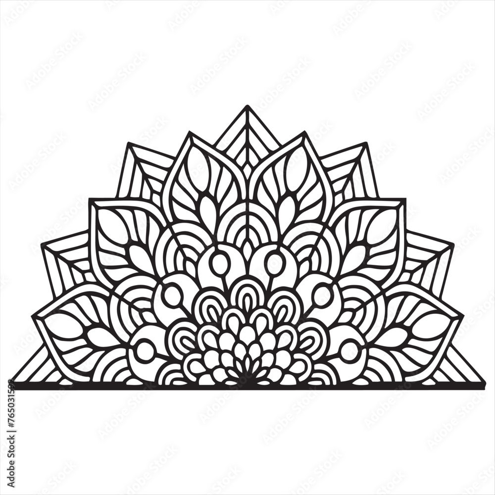 Recorte laser de media mandala para MDF. Plantilla de corte laser de media mandala. Vector para ...