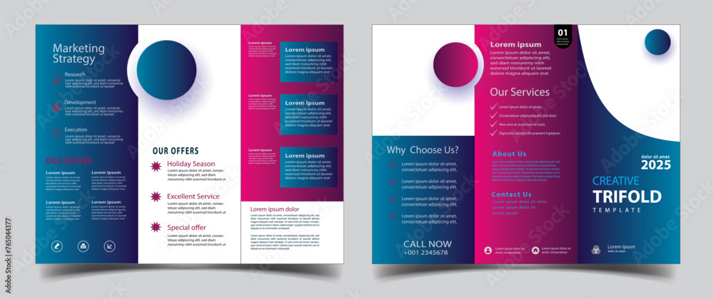 Tri fold Business Brochure Template Layout. Corporate Design Leaflet ...