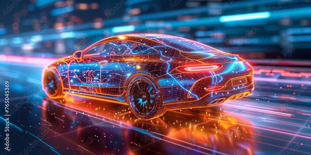 High-Tech Auto Dynamics" Description: "Futuristic visual of a car with ...