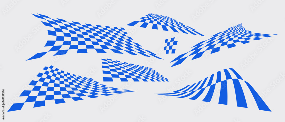 Simple abstract shape set geometric blue pixel art bitmap. Ideal for ...
