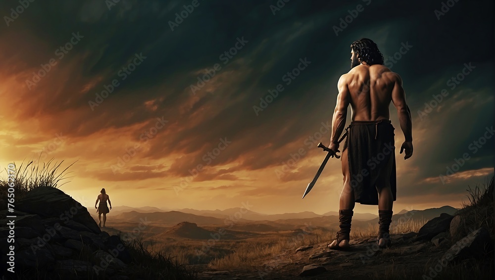 The Bible story of Cain and Abel in the book of Genesis. Religious ...