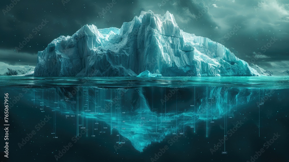 A dramatic illustration of an iceberg melting due to global warming ...