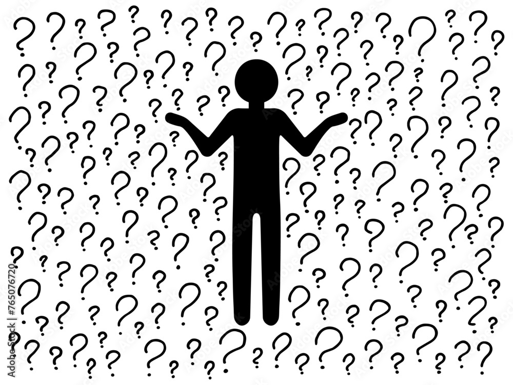 Confused Person silhouette thinking in a thoughtful pose on background ...