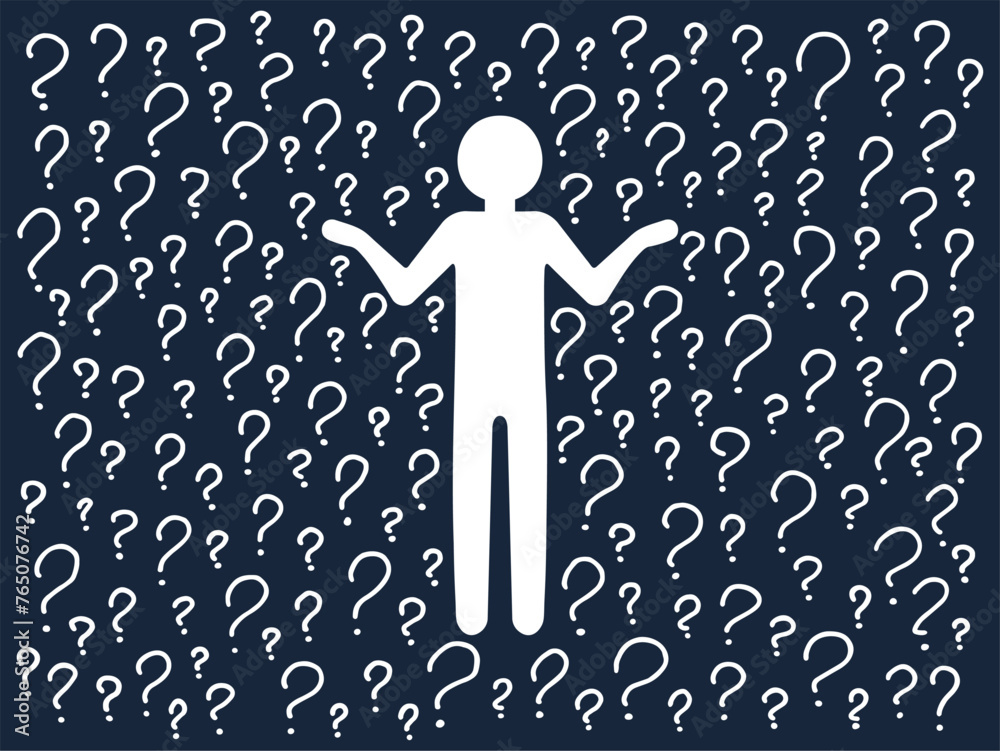 Confused Person silhouette thinking in a thoughtful pose on background ...