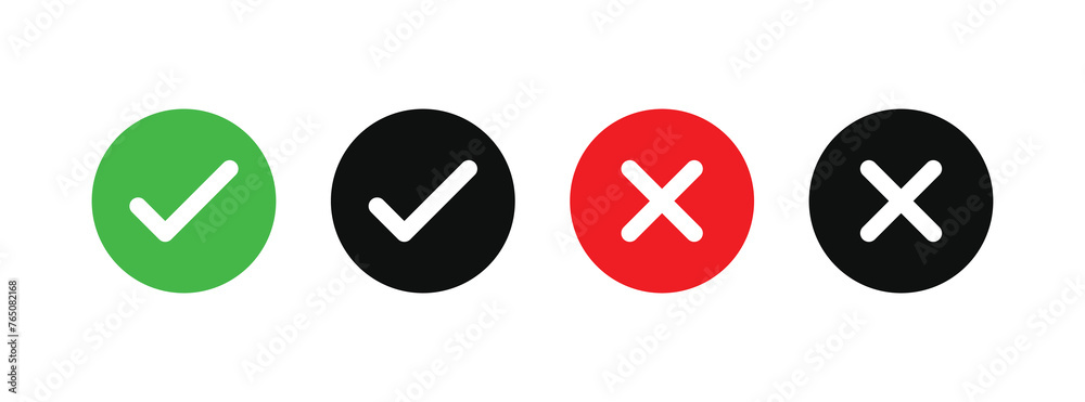 Right And Wrong icon Vector Illustration. Check mark and Cross mark ...