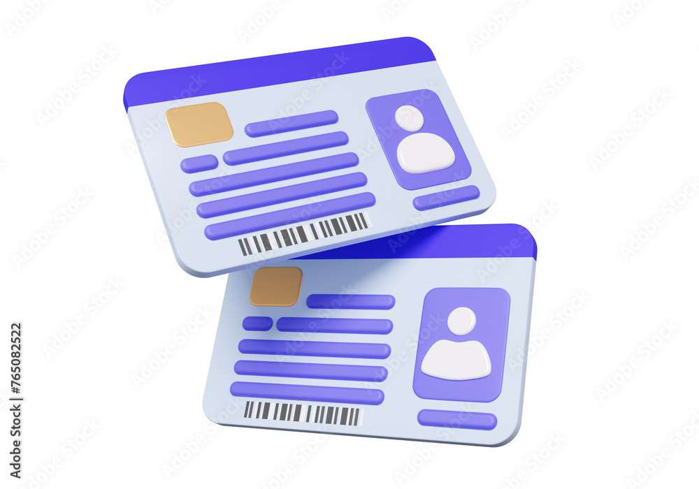 Identification Id card man and woman floating on transparent background ...