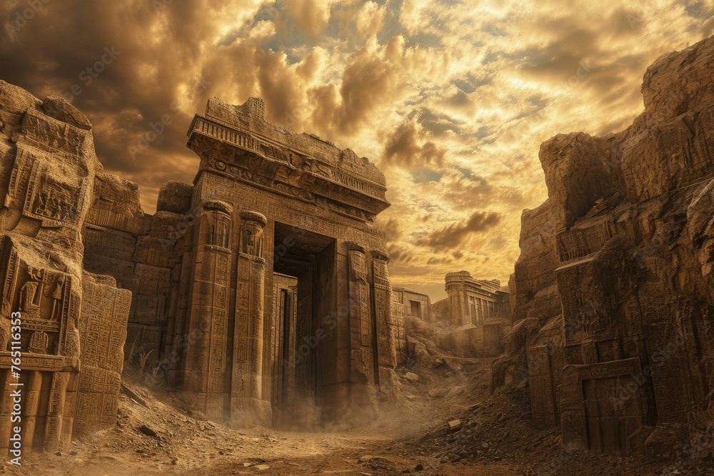 Influential Assyrian civilization. Ancient history relief. Generate Ai ...