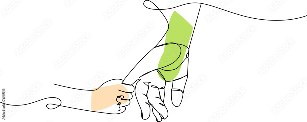 Hand drawn mother and baby holding hand line art, mother and baby hand ...