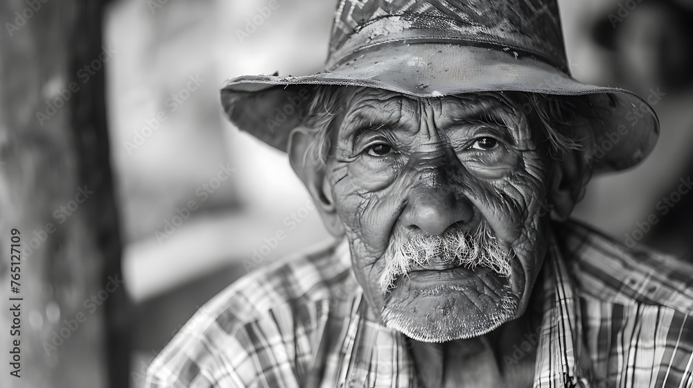 portrait of a cowboy in a hat. Central American Latina Grandpa: A ...