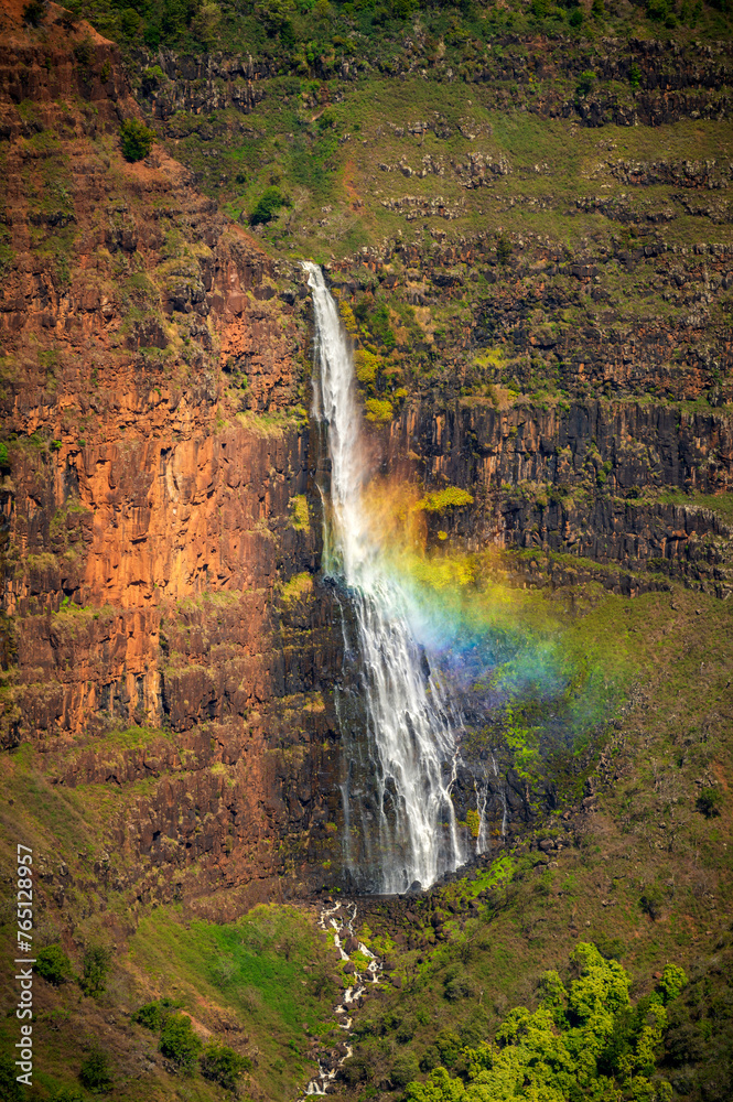 Waipo’o Falls Flashing a Beautiful Rainbowin Waimea Canyon, Kauai ...
