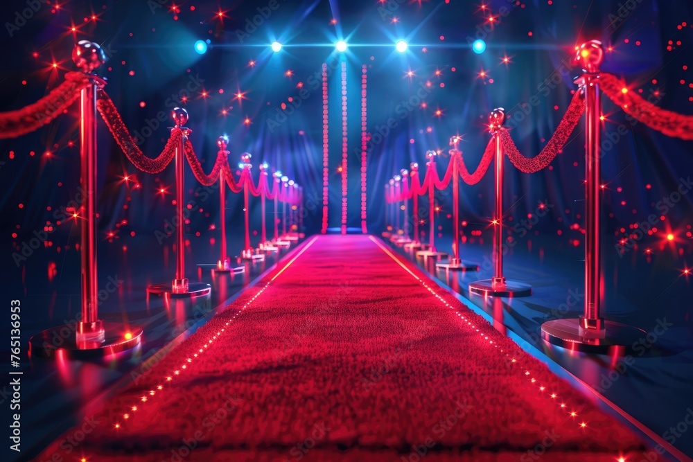 Red carpet event with glittering lights - A digitally created red ...
