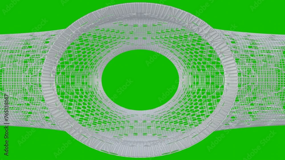 Oval lace frame on green screen. The 3D lace object rotates slowly ...