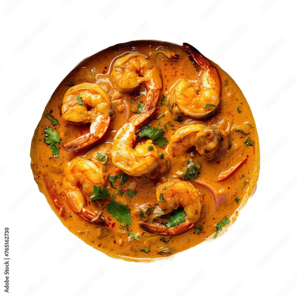 Shrimp masala fish curry Chemeen curry in coconut on transparent ...