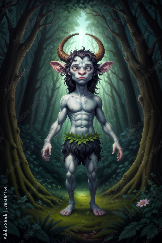 Mischievous Satyr Emerges from the Woodland Stock Illustration | Adobe ...