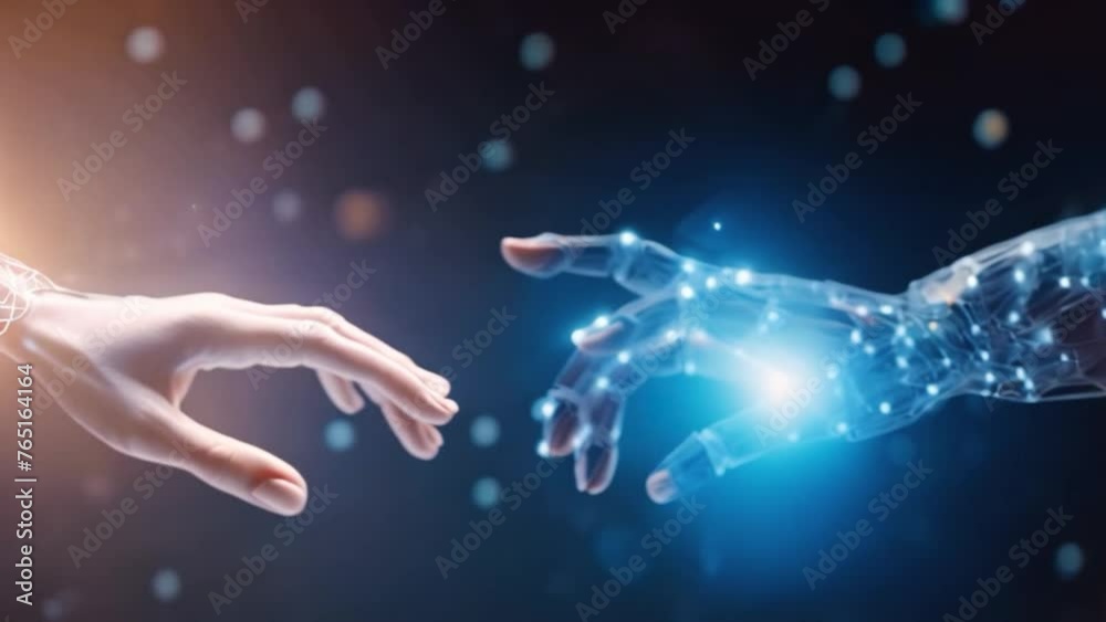 concept of AI helping people, cooperation at work with modern ...