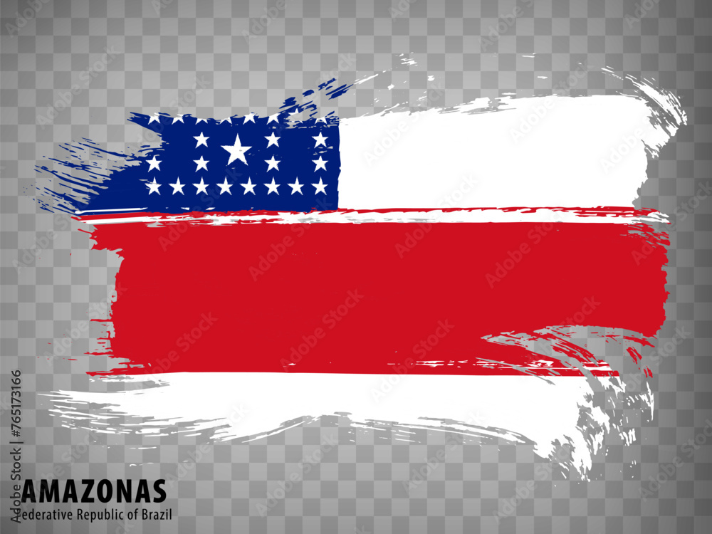 Flag of Amazonas from brush strokes. Federal Republic of Brazil. Waving ...