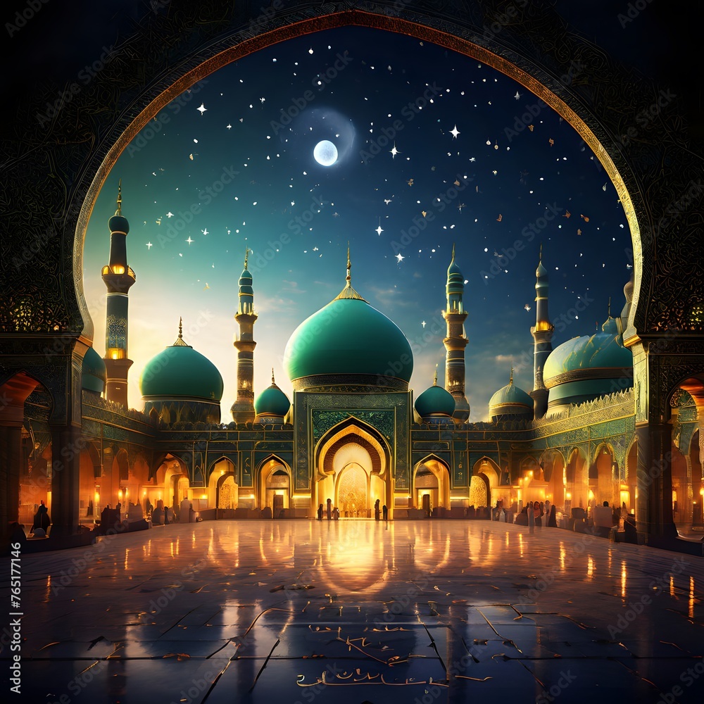 mosque at night, dome of the mosque , Ramzan Id , Eid-ul-Fitar , chaand ...
