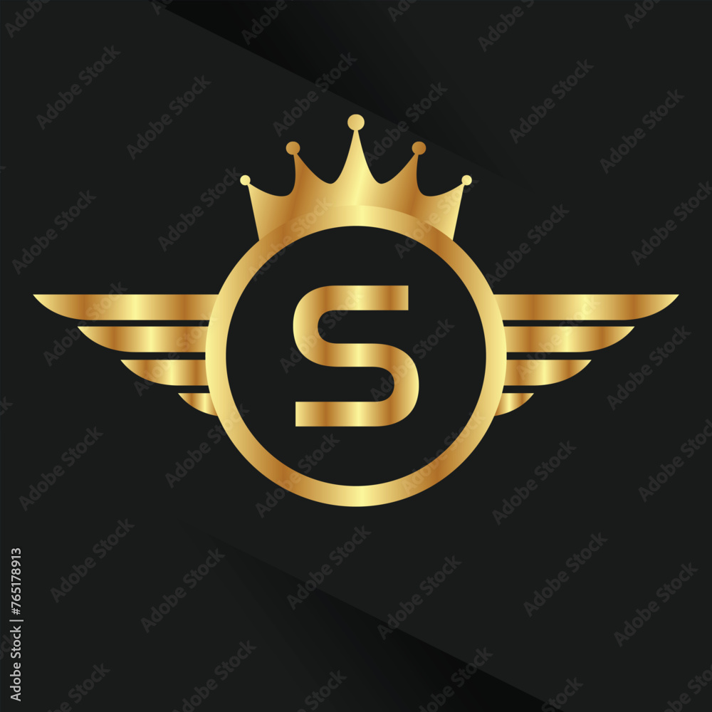 Letter S Luxury royal wing crest Gold color, Victory logo, crest logo ...