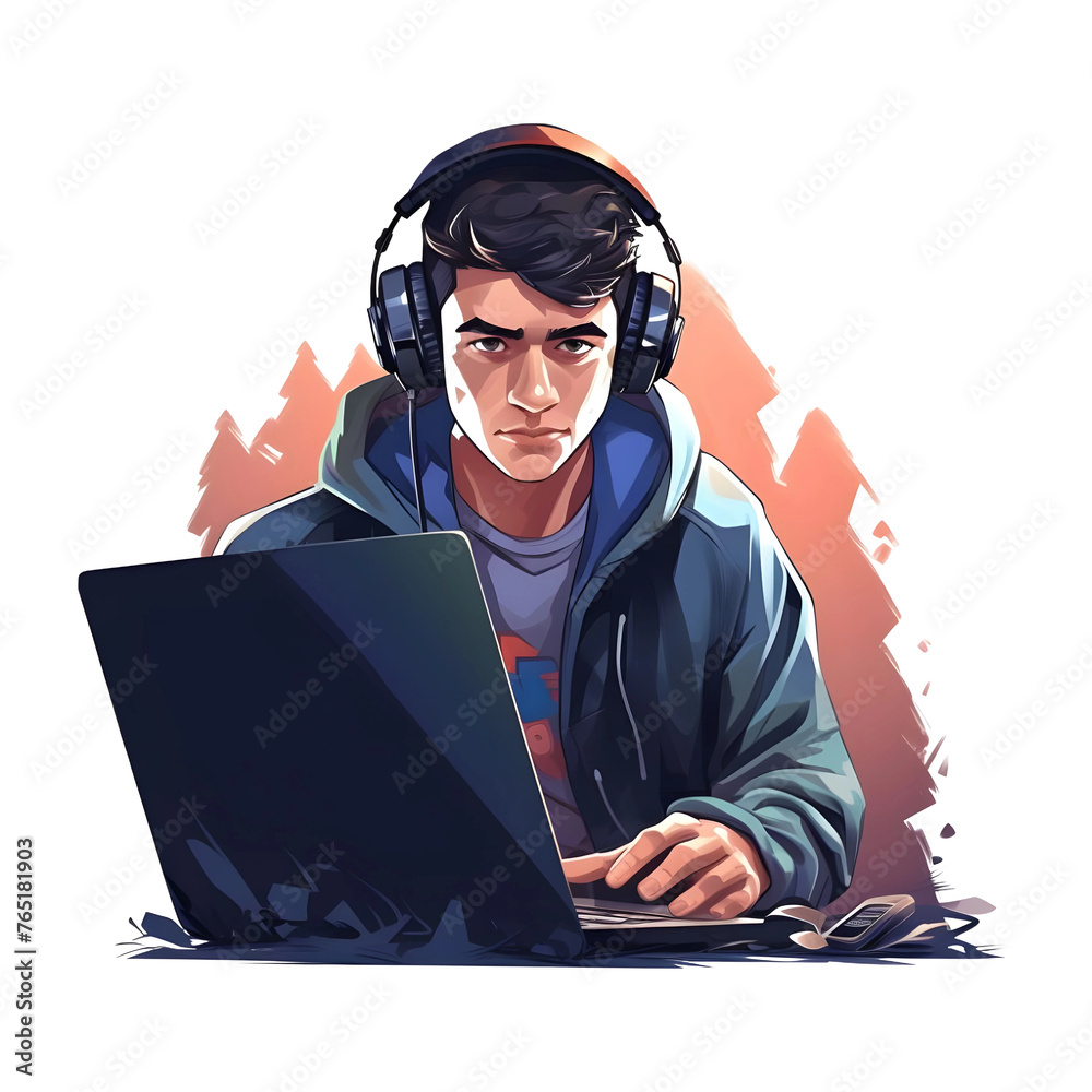 Boy Gamer Avatar isolated on transparent background, PNG Cutout Stock ...