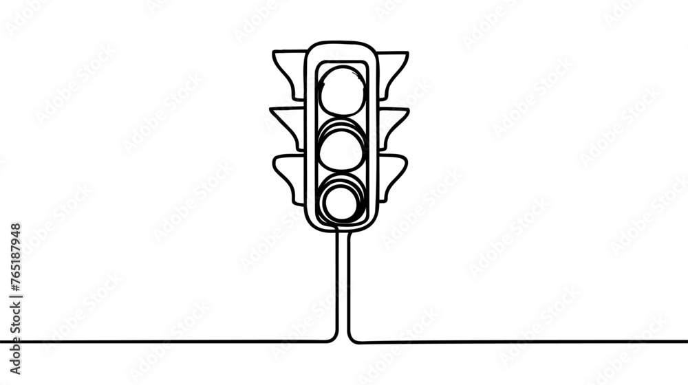 Continuous one line drawing of traffic lights with poles to regulate ...