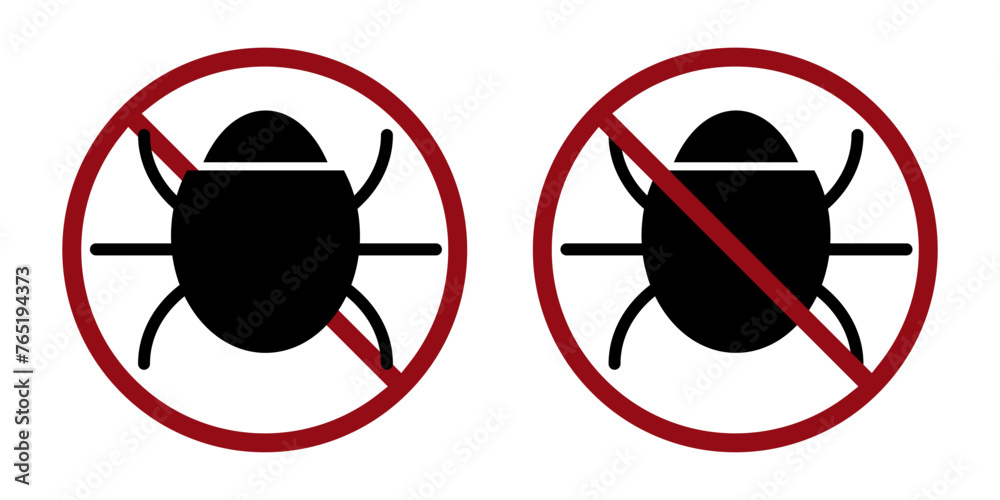 mite insect ban prohibit icon. Not allowed computer virus bugs ...