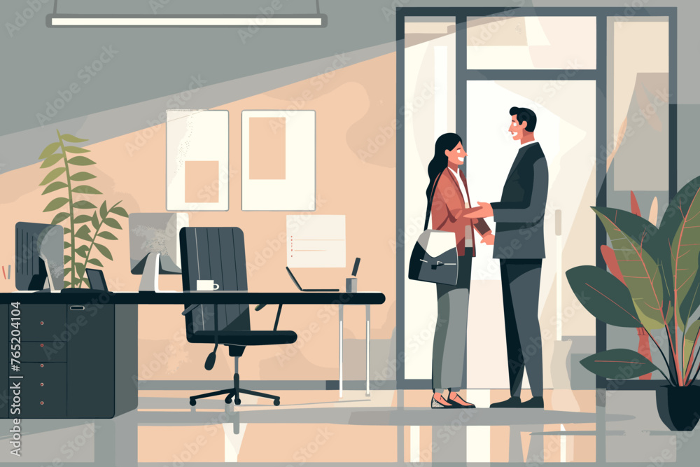 Onboarding new employee, warm welcome to new office, introduce new hire ...